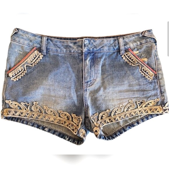 Free People | Shorts | Free People Boho Embellished Denim Shorts ...